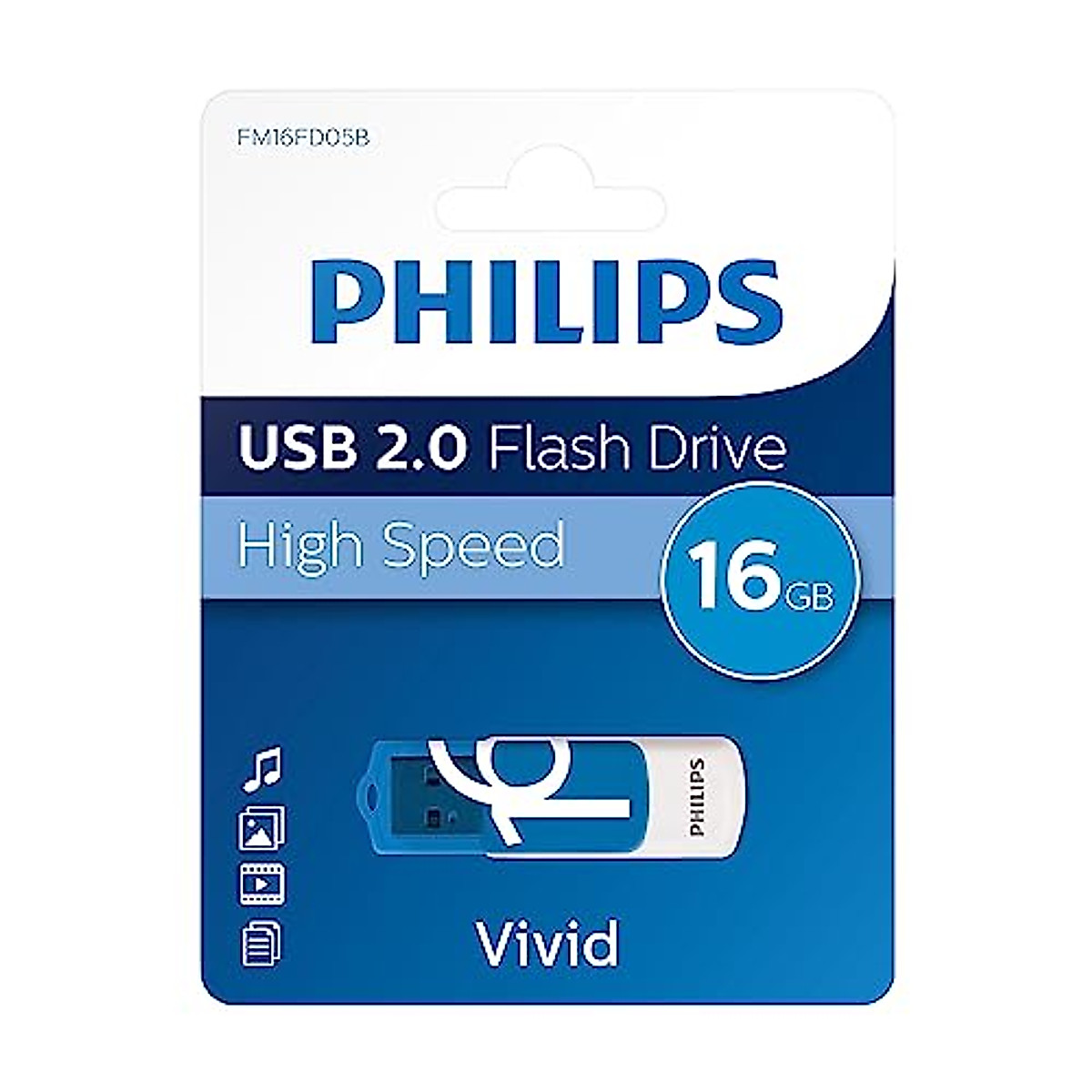 Philips Vivid Edition High Speed USB 2.0 Flash Drive 16GB with Swivel Cap for PC, Laptop, Computer Data Storage, Read Speed up to 21MB/s