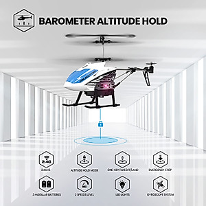 DEERC DE51 Remote Control Helicopter Altitude Hold RC Helicopters with Gyro for Adult Kid Beginner,2.4GHz Aircraft Indoor Flying Toy with 3.5 Channel,High&Low Speed,LED Light,2 Battery for 20 Min Play
