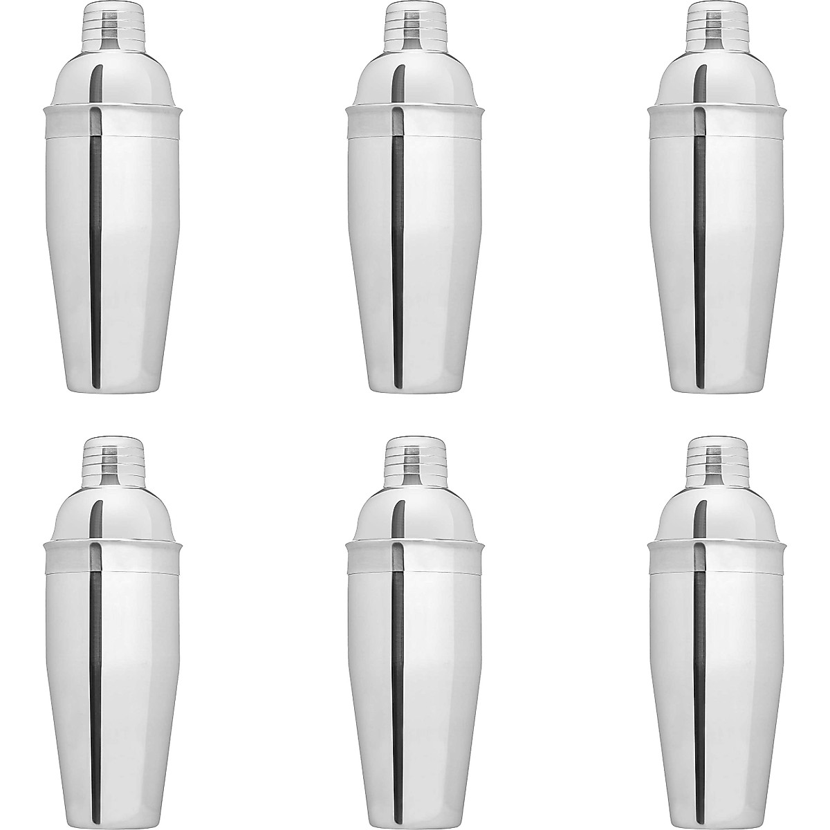 Stainless Steel Shakers 23.3 oz. Set of 6, Bulk Pack - Bartender Kit, Perfect for Martini, Cocktails, Other Beverages - Stainless Steel
