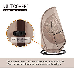 ULTCOVER Patio Hanging Egg Chair Cover - Waterproof Outdoor Single Seat Swing Egg Chair with Stand Cover 45W x 33D x 68H inches