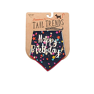 Tail Trends Happy Birthday Dog Bandana Confetti Design Fits Medium to Large Sized Dogs - 100% Cotton