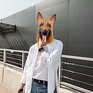 Dog Head Mask for Adult, Animal Costume Mask Halloween Latex Mask