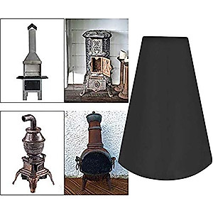 QEES Outdoor Patio Chiminea Cover Chiminea Protection with Waterproof, Chimney Fire Pit Heater Cover, Outdoor Garden Heater Cover (420 Black Oxford Cloth)