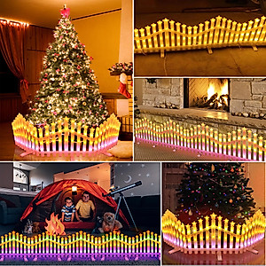 Garden Picket Fence Lights 8 Pack, 11 Modes Fence Lights with Remote,13.8 x 11 inch Christmas Tree Fence Lights Plug in,Plastic White Edgings Garden Picket Fence Lights for Landscape Patio Yard Xmas