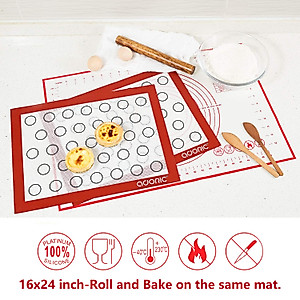 Silicone Pastry Mat 16x24 with Measurements，2 Pack Non-Stick Baking Mat Non-slip Dough Rolling Mat, Reusable Silicone Counter Mat for Making Cookies,Macarons,Bread and Pastry
