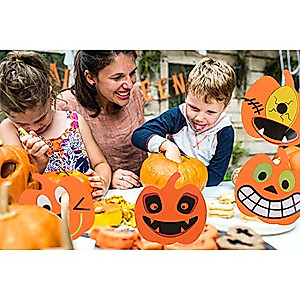 AOPOO 64 Pieces Halloween Pumpkins Shapes Foam Craft Kit and Craft Pumpkin Stickers for Halloween Thanksgiving Kids Party Decorations