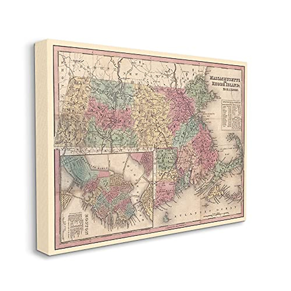 Stupell Industries Southern New England Map Massachusetts Rhode Island Cartography