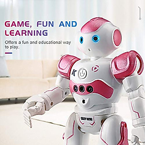 WEECOC RC Robot Toys Gesture Sensing Smart Robot Toy for Girls Can Singing Dancing Speaking Christmas Birthday Gift (Pink)
