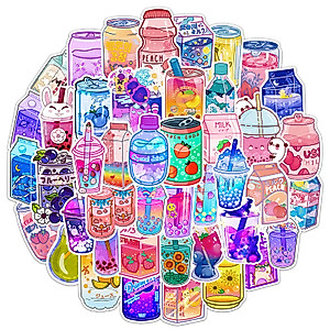 50Pcs Assorted Stickers Pack, Sunproof Waterproof DIY Aesthetic Vinyl Decals for Laptop, Water Bottle, Luggage Case, Phone, Scooter (1Pack, Beverage)