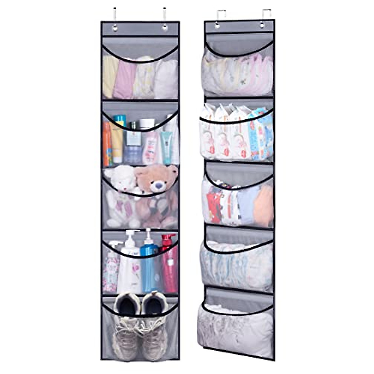 KEETDY 5 Pockets Over the Door Organizer and 5 Large Pockets Over the Door Organizer Hanging Door Storage for Closet
