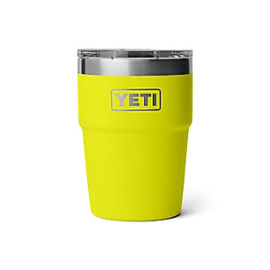 YETI Rambler 16 oz Stackable Tumbler, Vacuum Insulated, Stainless Steel with MagSlider Lid, Firefly Yellow