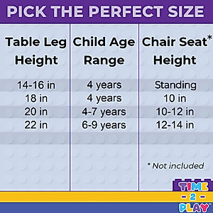 Contender Time-2-Play Kids Activity Play Table, Compatible with Lego Bricks, Extra Sturdy Birch Plywood, 35" W X 15.5" D, Red & Blue, 22" Legs for Ages 6-9