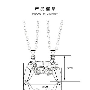 COLORFUL BLING 1 Pair Game Controller Matching Couple Pendant Necklaces Set Game Pad Friendship BFF Best Friends for Him and Her Street Hiphop Jewelry-Gold Silver
