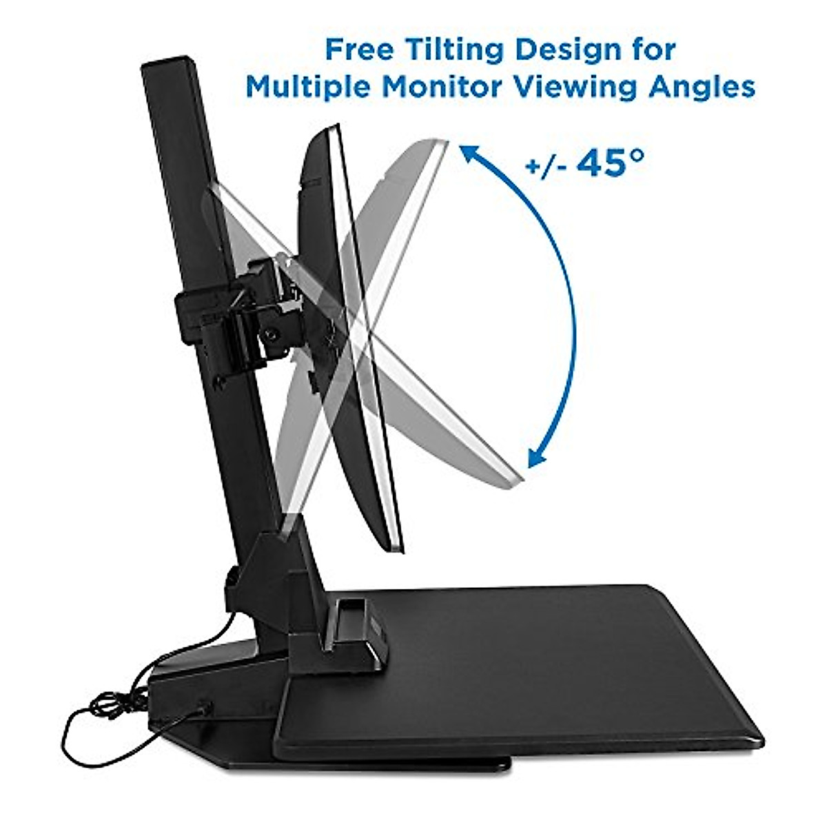 Mount-It! Electric Standing Desk Converter, Motorized Sit Stand Desk with Dual Monitor Mount and iPhone/Tablet Slot, Ergonomic Height Adjustable Workstation, Black (MI-7952)