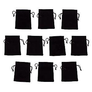 Dice Pouch 10-Pack | 10 Black Drawstring Dice Bags for Transportation and Storage of Polyhedral Tabletop RPG Game Dice | Compatible with D&D and Role Playing Games