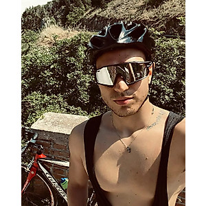 X-TIGER Polarized Cycling Glasses with 5 Interchangeable Lenses,MTB Biking Baseball Running Sports Sunglasses for Men Women