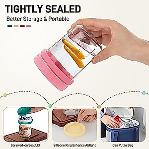 Dyserbuy 4 Pack Overnight Oats Containers with Lids and Spoons, 16 oz Glass Mason Jars for Overnight Oats, Airtight Jars with Measurement Marks for Milk, Cereal On The Go Container