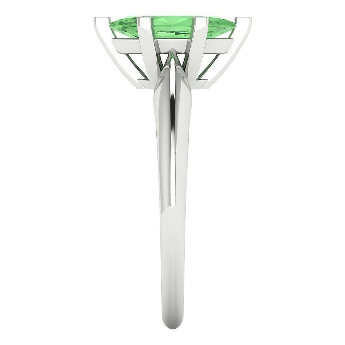 Clara Pucci 1.0 ct Marquise Cut Solitaire Green Simulated Diamond Engagement Bridal Promise Anniversary Ring 18K White Gold Size 5