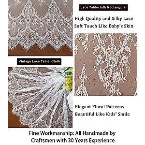 ShinyBeauty Lace-Tablecloth-Rectangular 60x120-Inch White Rectangle Overlay Tea Tablecloth Lace Tablecloths Long Rectangular Tablecloth Lace Tablecloth 60 Table Floral Embroidery Lace Table Cloths
