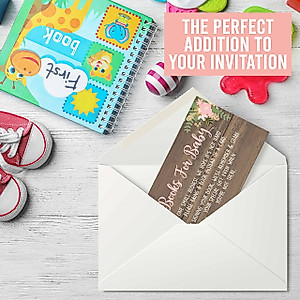 25 Book Request Baby Shower Guest Book Alternative - Deer Baby Shower Invitation Inserts, Books For Baby Shower Request Cards, Bring A Book Instead Of A Card, Baby Shower Book Request For Girls
