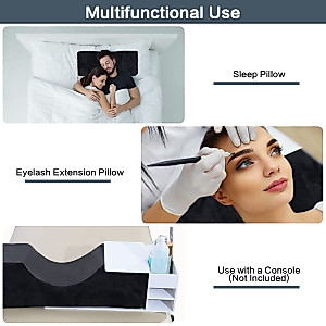 Topretty Eyelash Extension Pillow, U-Shape Memory Foam Professional Beauty Salon Pillow with Velvet Pillowcase, Comfortable Neck Contour Cervical Support Pillow for Graft Eyelash, 19x8x5 in (Black)