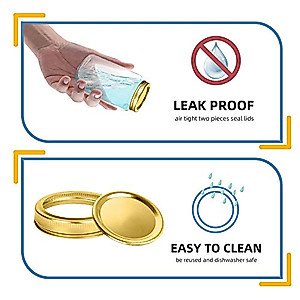 MAEXUS 24 Pcs Canning Lids, 12 Jar Rings + 12 Canning Lids Regular Mouth Mason Jar Lids, Split-Type Metal Mason Jar Lids for Ball, Kerr Jars (Golden)