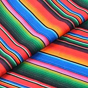 David Angie Colorful Ethnic Stripe Printed Double Brushed Polyester Fabric Soft Smooth 4 Way Stretch Knit Fabric by The Yard for Dress Sewing (Colorful)