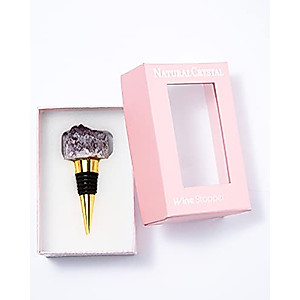 Crystal Wine Bottle Stoppers Natural Gemstone Wine Saver with Gift Box for Parties Wedding & Decoration (Amethyst Druzy)