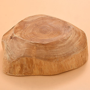 HANFAIRS Household Fruit Bowl Wooden Dish Fruit Plate Wood Carving Fruit Plate Wood 20-24 Cm