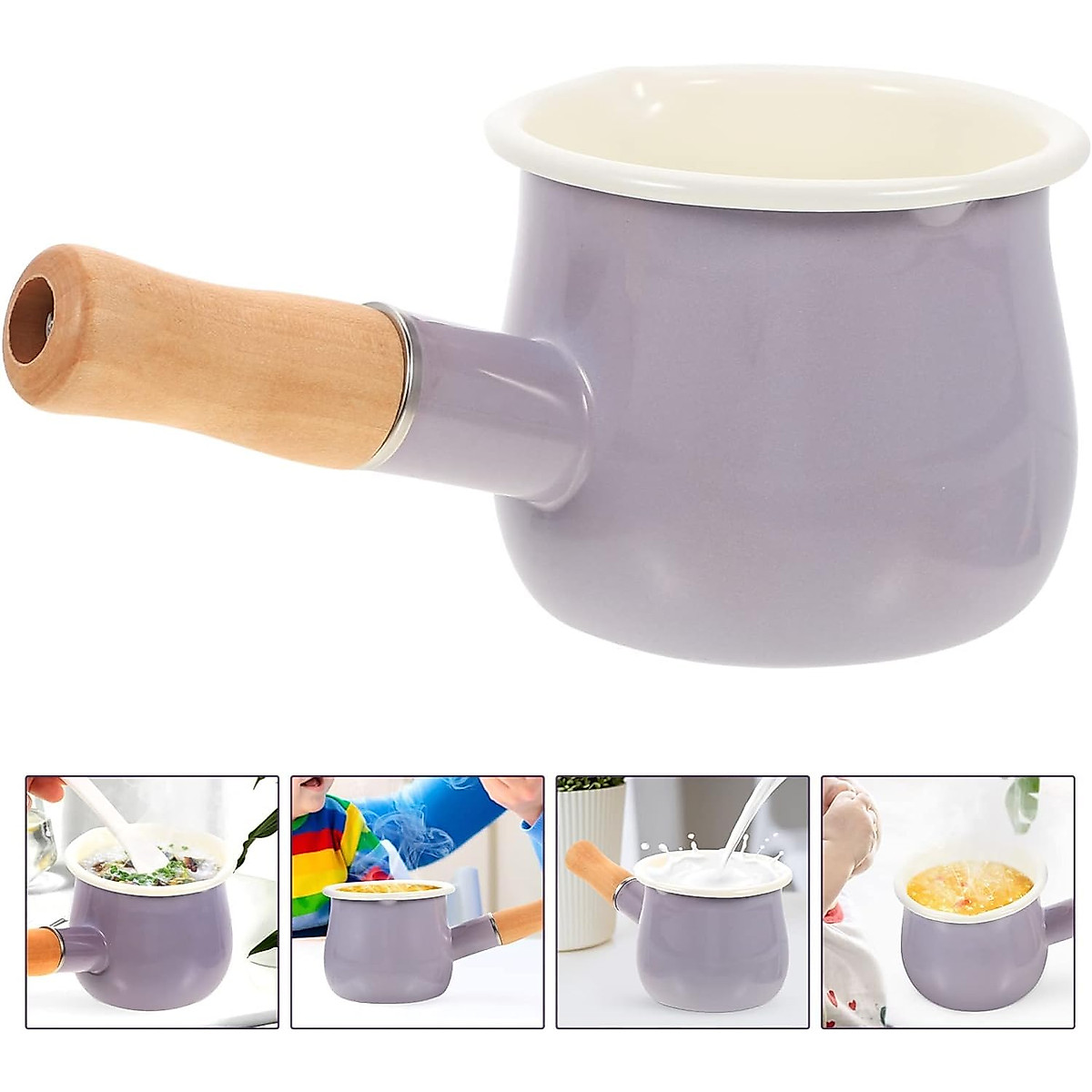 Enamel Saucepan Small Nonstick Sauce Pot Soup Pot Stockpot Pasta Pot Milk Warmer Pot Ramen Pot for Home Kitchen Random Style