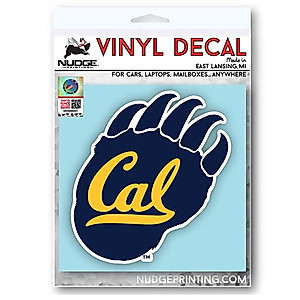 Nudge Nudge Printing University of California Berkeley Sticker Golden Bears Paw and Cal Footprint Logo Car Decal Heavy-Duty Officially Licensed NCAA Vinyl for Bumpers, Window, Laptops, or Coolers