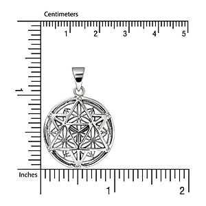 WithLoveSilver 925 Sterling Silver Celtic Knot Round Merkabah Metatron Flower of Life Pendant