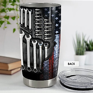 SANDJEST Mechanics Tumbler Machanic Dad Tool Box 20oz Tumblers with Lid Gift for Daddy Father Papa Christmas Birthday Fathers Day