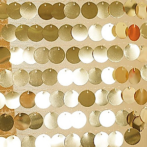 BalsaCircle 20 feet x 10 feet Gold Big Payette Sequin Backdrop Drapes Curtains - Wedding Ceremony Party Photo Booth Home Windows
