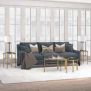 Henn&Hart 20" Wide Round Side Table in Brass, Table for Living Room, Bedroom