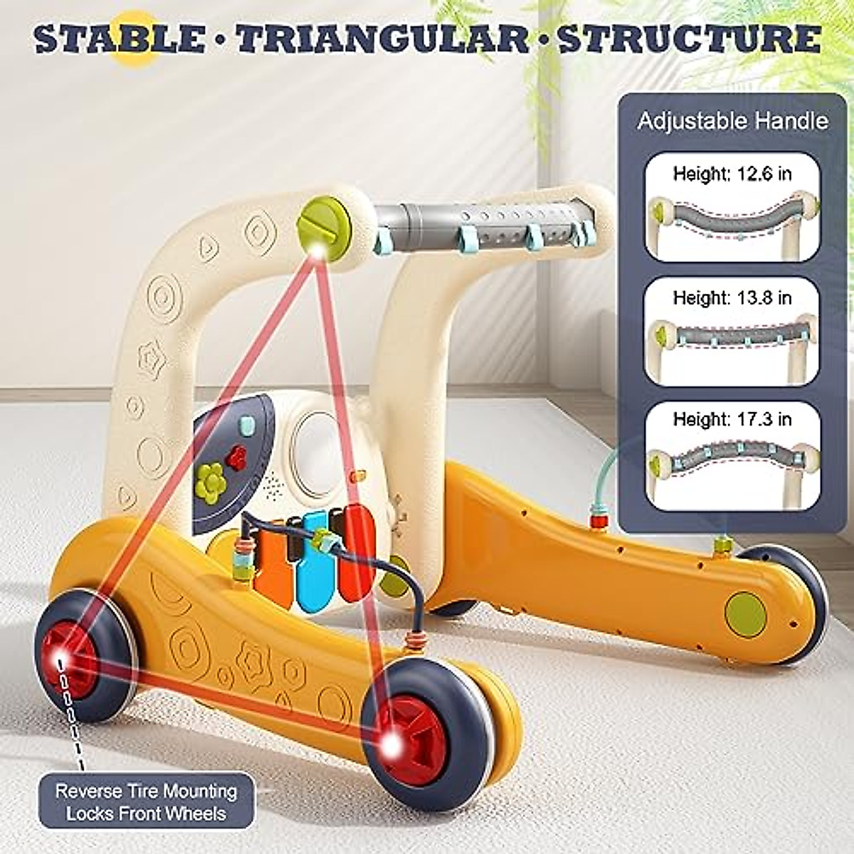 Losbenco Baby Gym Play Mat, 3-in-1 Baby Kick Piano Play Mat, Baby Tummy Time Playmat Musical Activity Center with Light for Infant Newborn Toddlers 0-12 Months