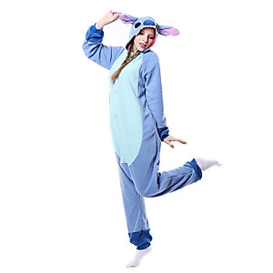 HANZEJINL Stitch Adult Onesie Pajamas,Polar Fleece Christmas Cosplay Costume,Womens Onesie Pajamas
