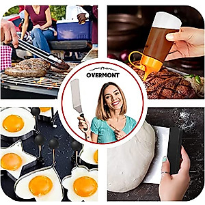 Overmont Griddle Accessories Tool Kit 13-Piece Professional Grill Spatula & Scraper Set Flipper Stainless Steel for Flat Top Grill Hibachi BBQ Camping Cooking Dishwasher Safe