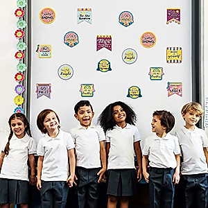 48 Pcs Boho Positive Sayings Accents Rainbow Theme Bulletin Board for Classroom Inspirational Quote Motivational Positive Sayings Cutouts for Rainbow Classroom Decor