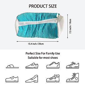Smallan Sneaker Shoes Laundry Washing Machine Bag Reusable and Lasting Fluffy Chenille Microfiber Hidden Zipper Shoe Washing Bag with 2 Pairs Adjustable Shoe Trees (blue)
