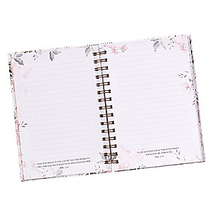 Christian Art Gifts Journal w/Scripture Trust In The Lord Proverbs 3:5 Bible Verse Pink Flowers 192 Ruled Pages, Large Hardcover Notebook, Wire Bound