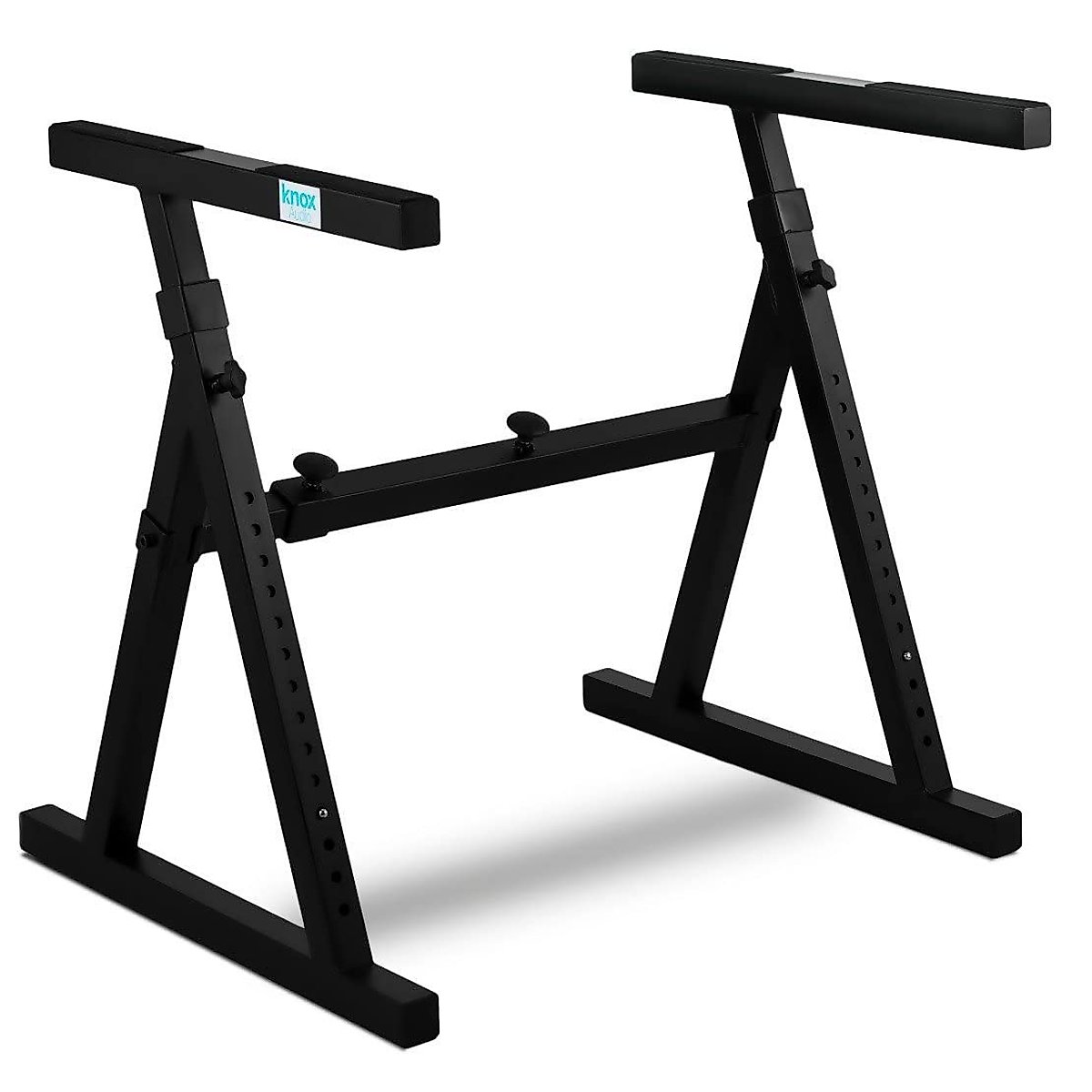 Knox Gear Z-Style Two Tier Electronic Keyboard Piano Stand (Version 2) Bundle (2 Items) - Sturdy Height & Width Adjustable Keyboard Stand - Professional Digital Keyboard Piano Stand or Synth Stand