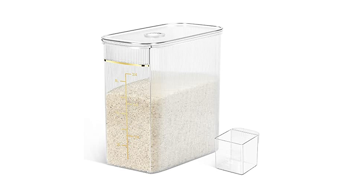 TBMax Rice Storage Container 20 Lbs, Crystal-Clear Large Food Container ...