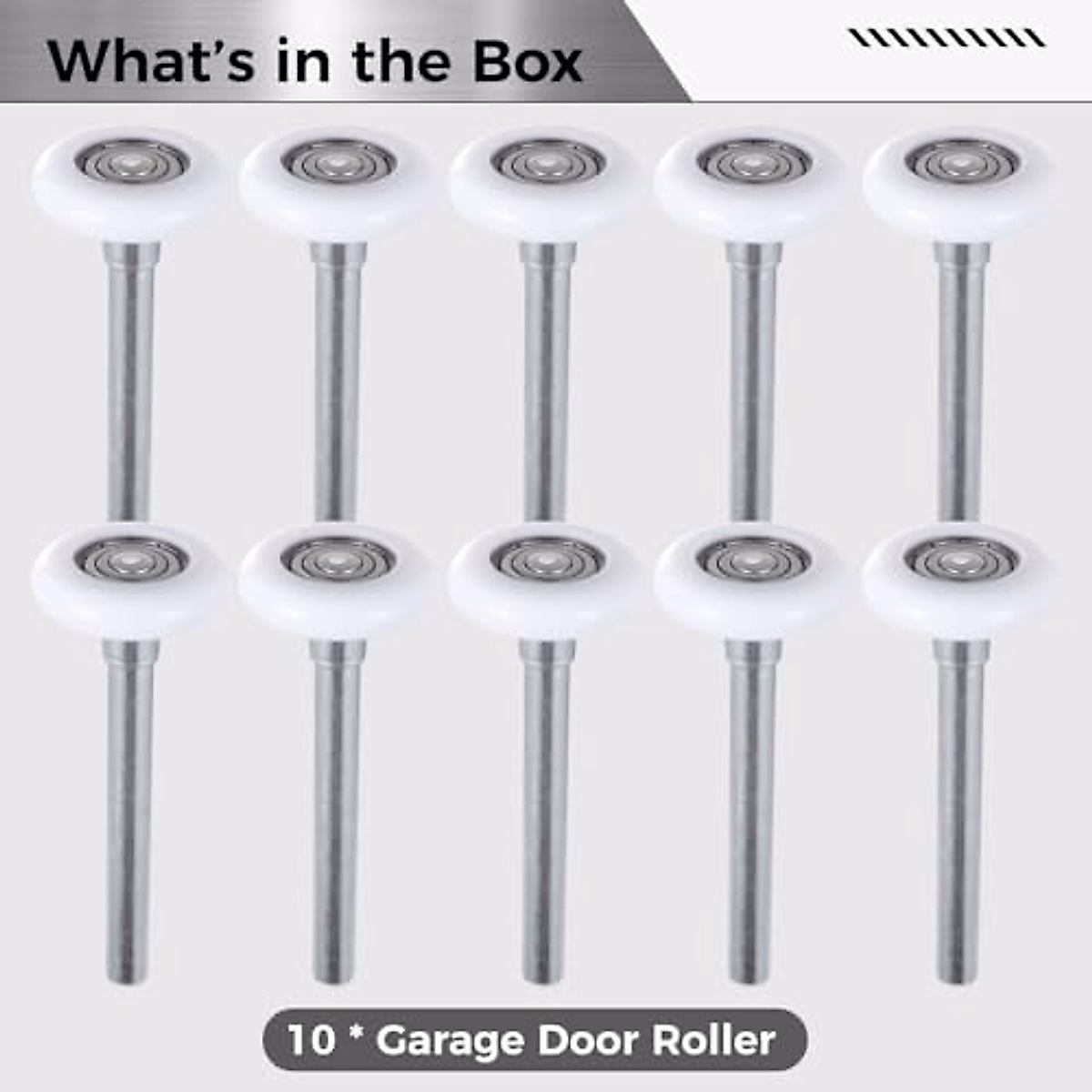 Homaisson 10 PCS 1.8'' Garage Door Rollers with 4.7-inch Stem, Quiet Garage Door Replaceable Wheel, Nylon Garage Roller Replacement, Door Roller for Garages, Barns, Warehouses