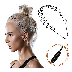 DUNQING metal headband hairband, wavy headband, metal headband, fashionable metal headband, non-slip headband for men and women (6pcs)