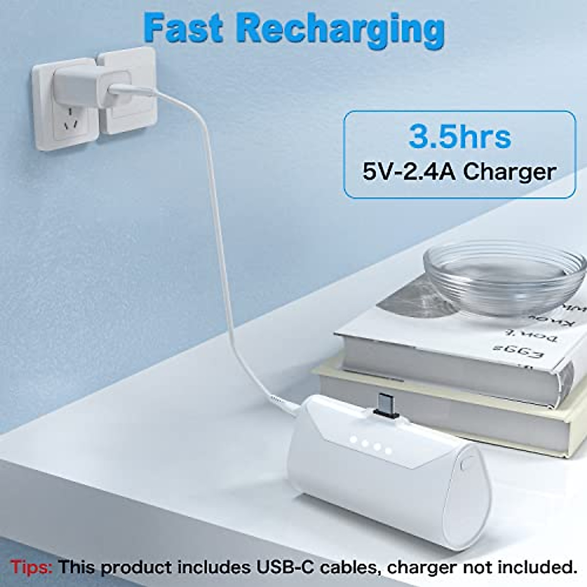 NiUB5 Portable Power Bank - 4800mAh Mini Portable Charger, USB-C Small Battery Pack Charger Compatible with Samsung Galaxy Android Phones