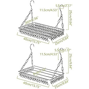 ZyHMW Clothes Airer Balcony Folding Shoe Drying Rack Clothes Airer Stainless Steel Laundry Hook Clip, Clothes Airer (No. of Pegs : 100) (Size : 36)