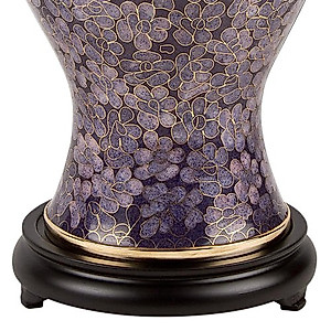 Perfect Memorials Medium Purple Flowers Cloisonne Cremation Urn - Wood Base