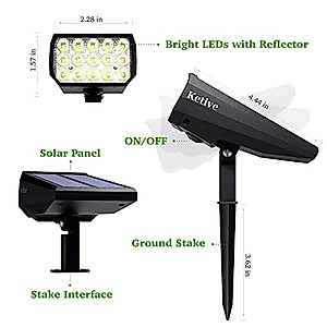 ketive Bright Solar Spotlights Outdoor,Solar Outdoor Light Waterproof, Auto-ON/Off Last a Whole Night Yard Lights, Cold White, 6 Pack
