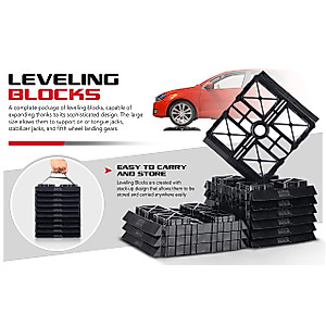Blockaholic RV Leveling Blocks - 10 Pack of Leveling Blocks with Built-in Ramps and Carrying Strap - Lift Your RV up to 4 Inches with Fast Snap Blocks - Trailer Leveling Made Easy